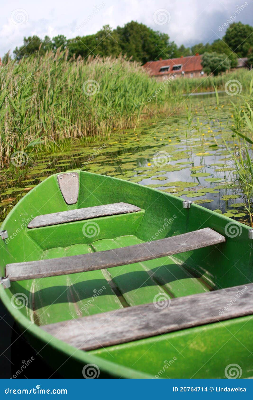 Green Rowing Boat Upside Down On Beach Royalty-Free Stock Photography ...