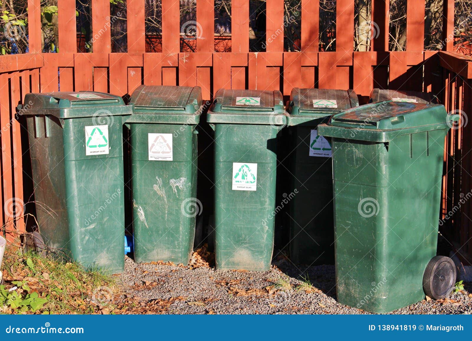Green Rubbish Bins in a Row Editorial Stock Image - Image of metal ...