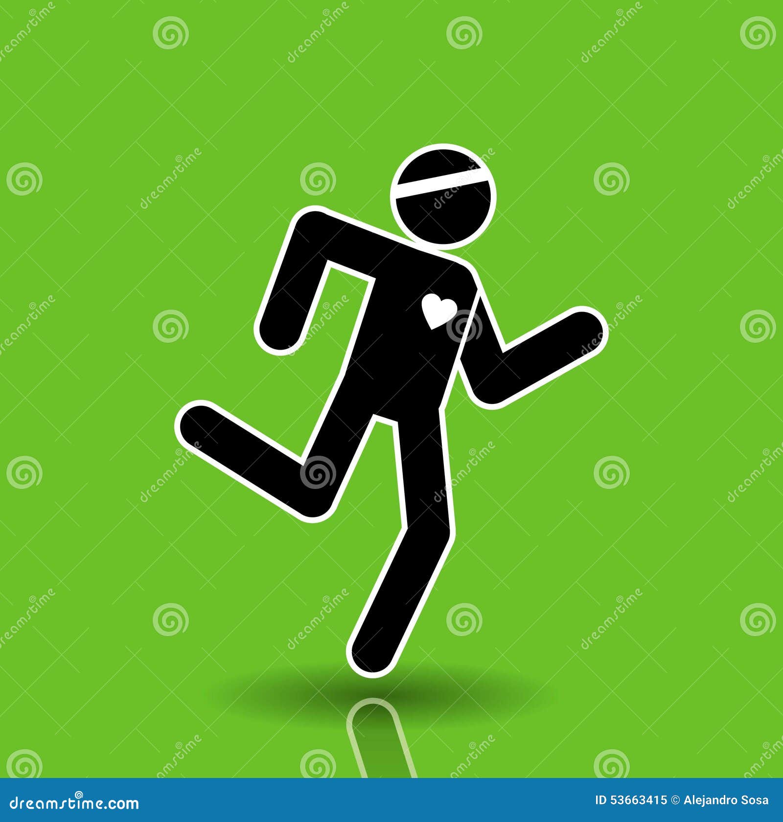 Green running stock illustration. Illustration of exercising - 53663415