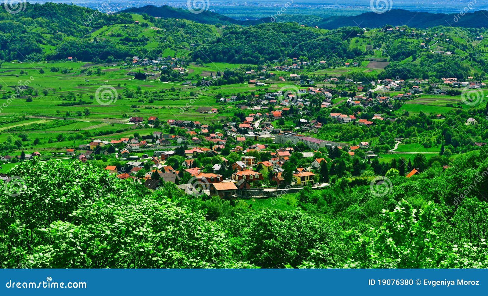 Green Rural Scene Panoramic View Stock Photo - Image of croatian ...