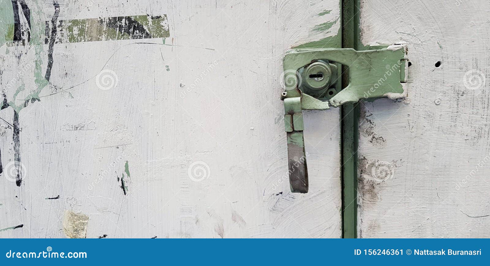 Green Rustic Keyhole Damaged and Broken of White Painted Cabinet with ...
