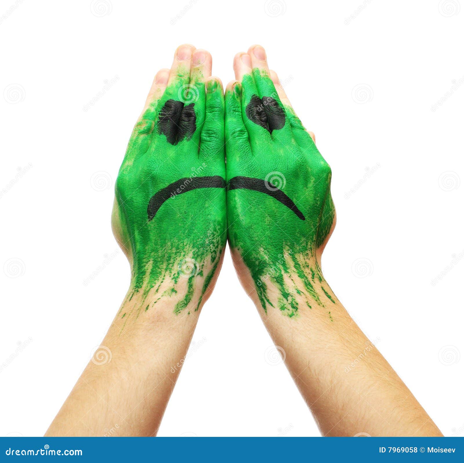 Green Sad Smile Mask Painted Stock Photo - Image of background, looser ...