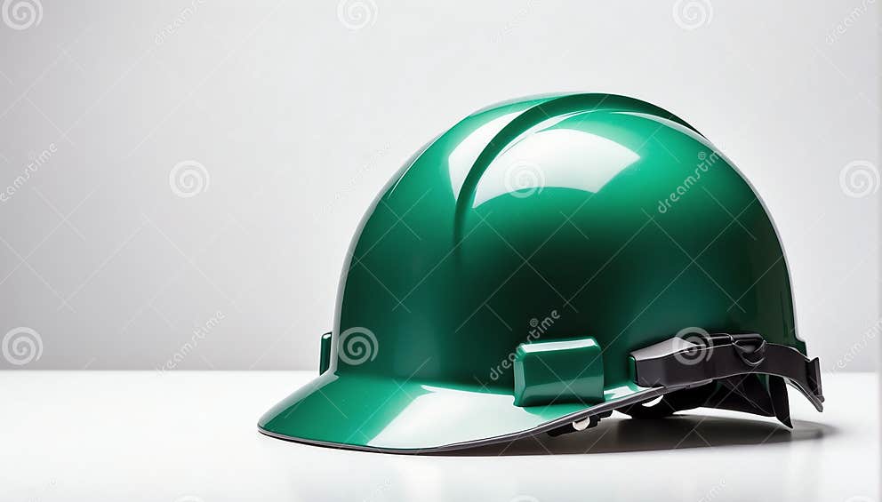 Green Safety Helmet on Plain White Background with Ai Generated Stock ...