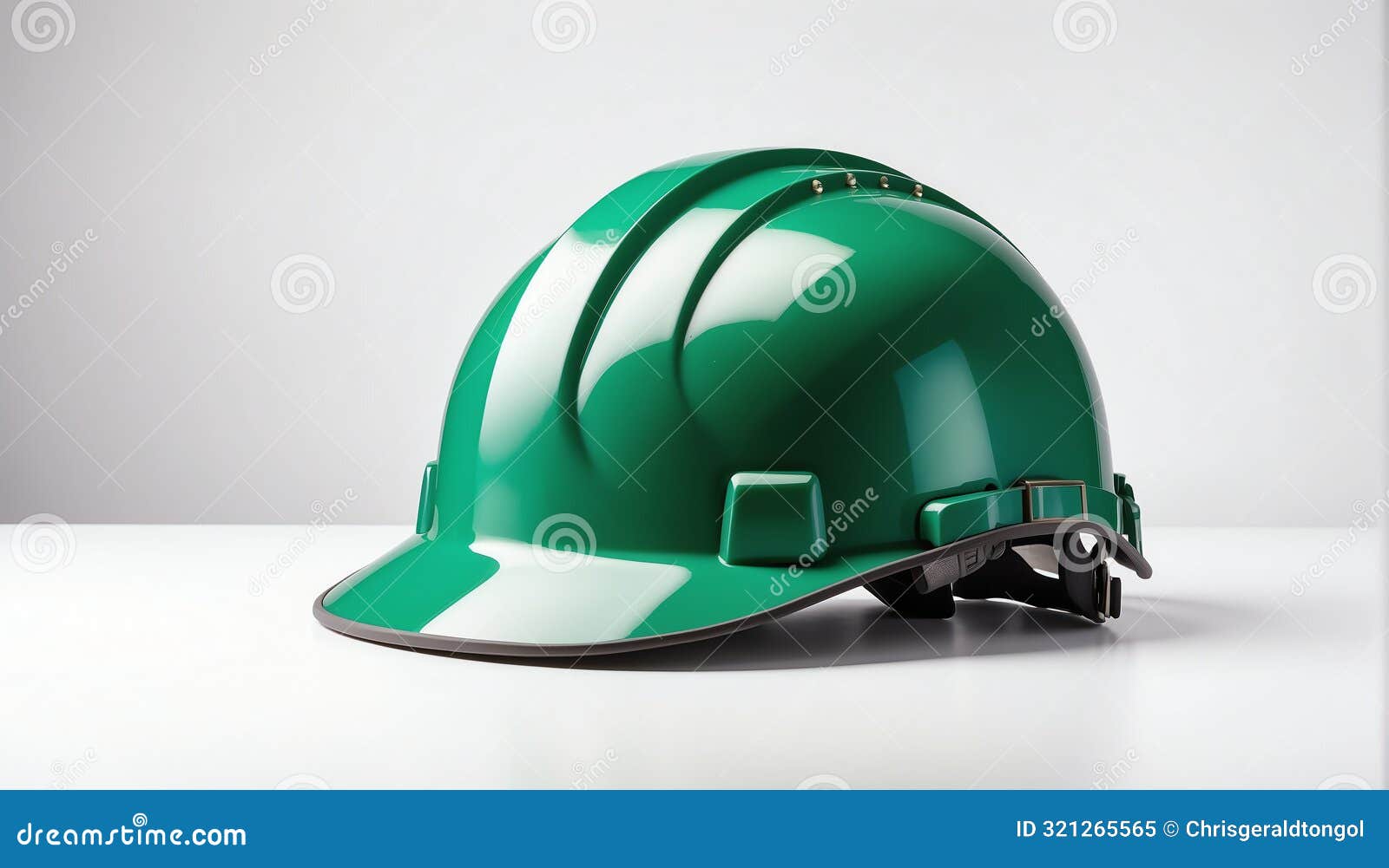 Green Safety Helmet on Plain White Background with Ai Generated Stock ...