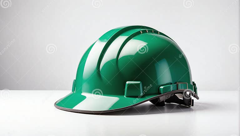 Green Safety Helmet on Plain White Background with Ai Generated Stock ...