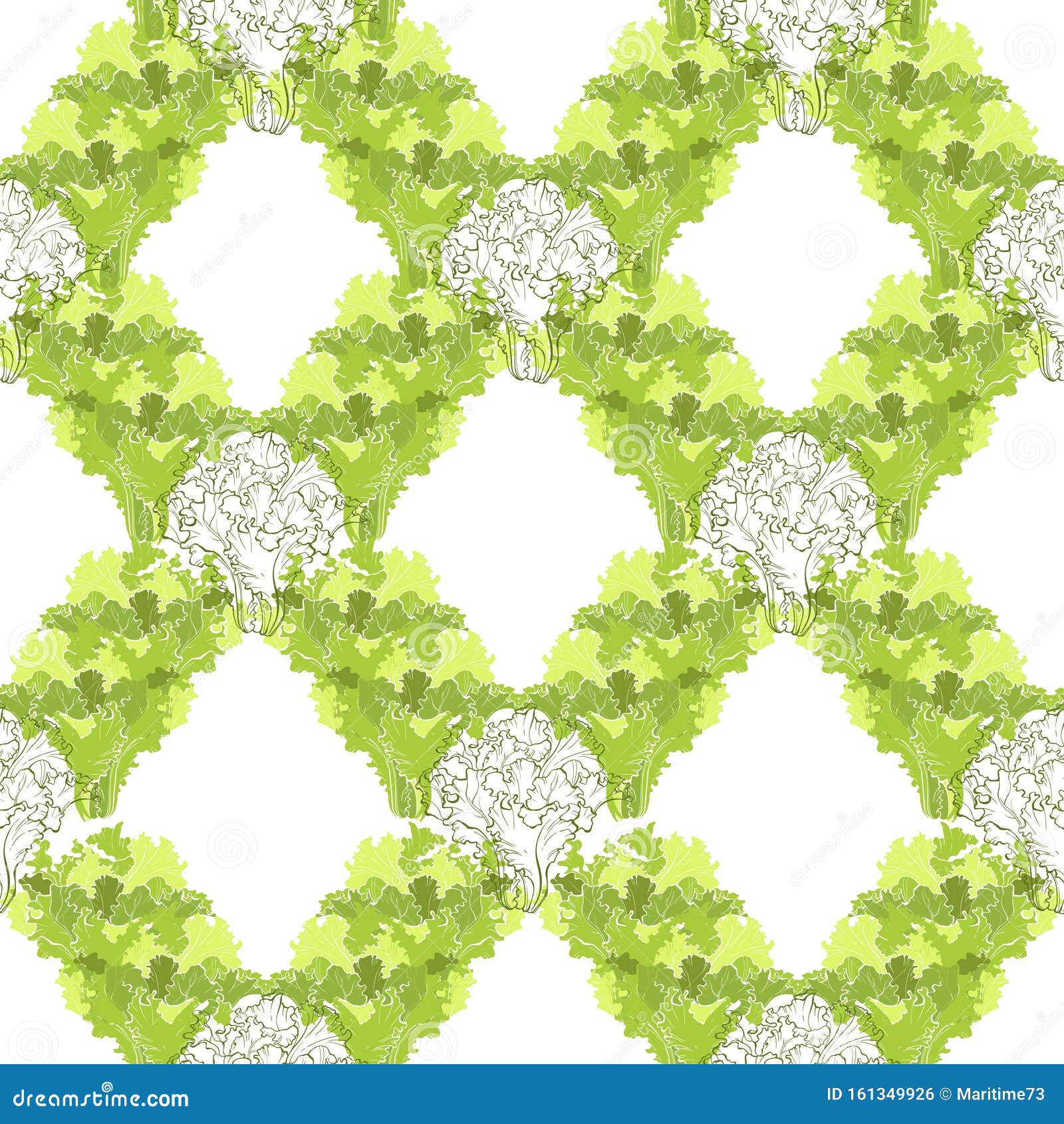 Green Salad . Seamless Vector Pattern on White Background. Vegetable ...