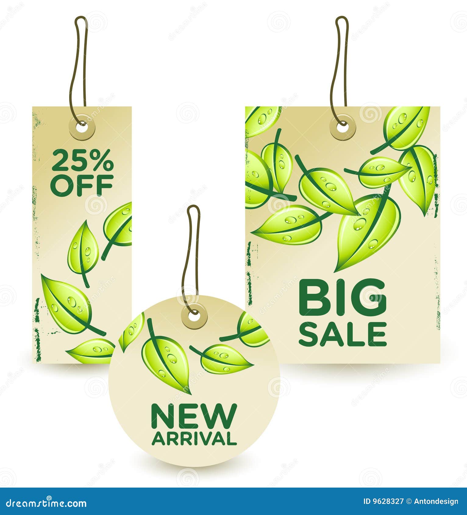 Green sale tags set stock illustration. Illustration of group - 9628327