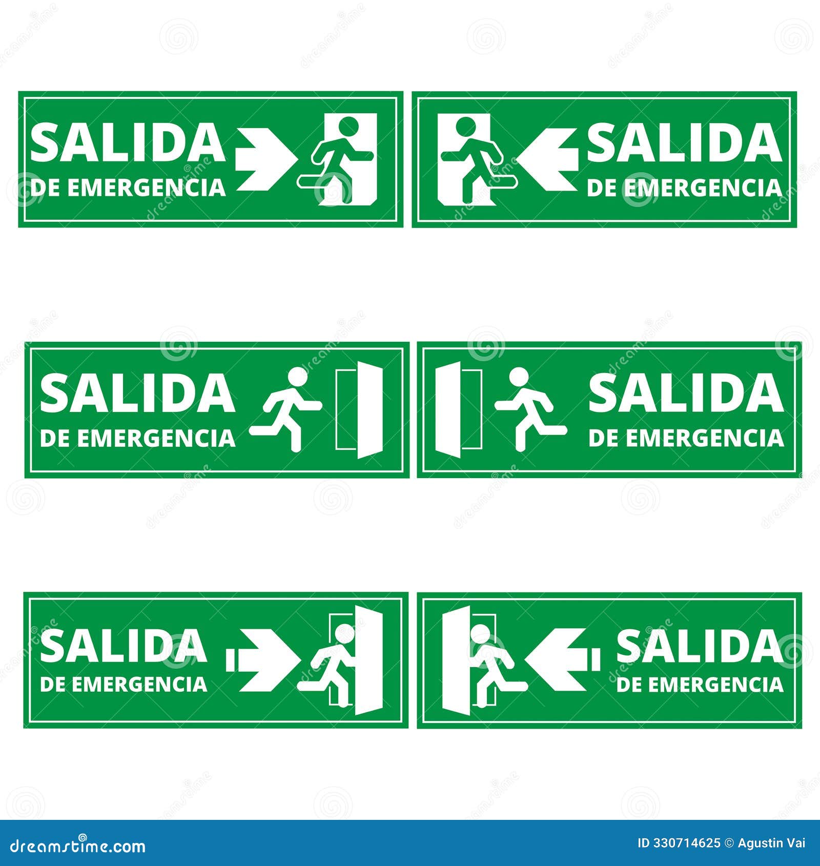 Green Salida De Emergencia Signs On A White Background With Copy Space ...