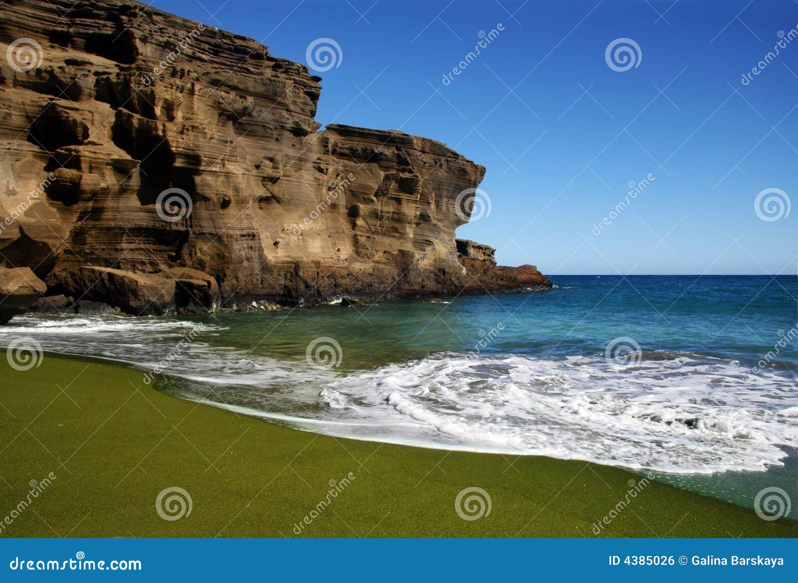 Green sand beach stock photo. Image of clear, coastal - 4385026