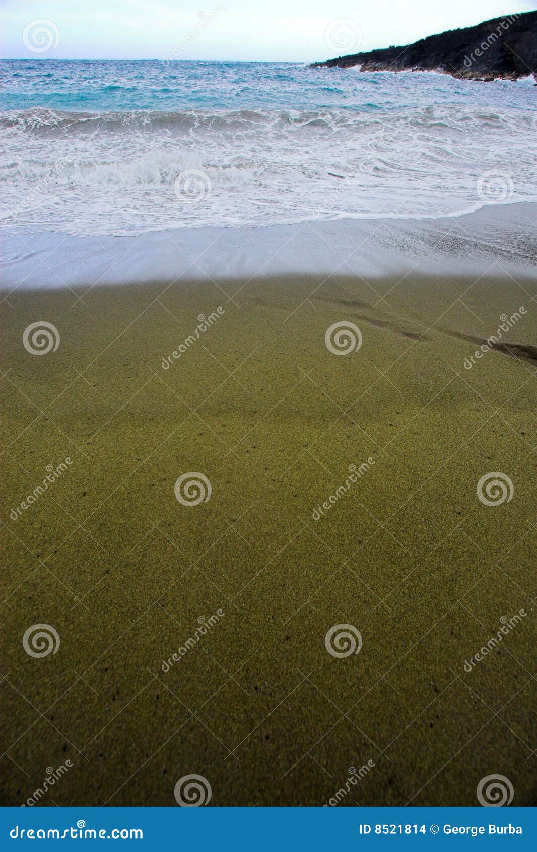 Green sand beach stock photo. Image of blue, green, coastline - 8521814