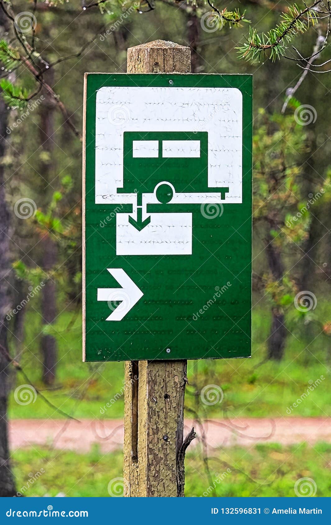 A Green Sani-dump Sign with a Direction Arrow Stock Image - Image of ...