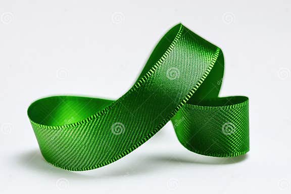 Green Satin Ribbon Loop on White Background Stock Image - Image of ...