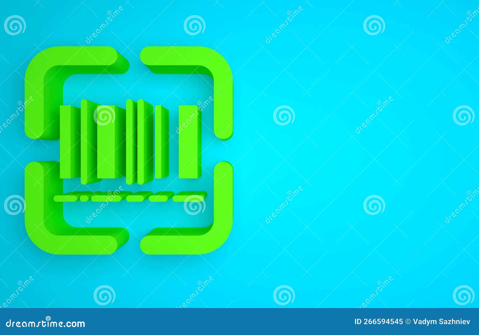 Green Scanner Scanning Bar Code Icon Isolated on Blue Background ...