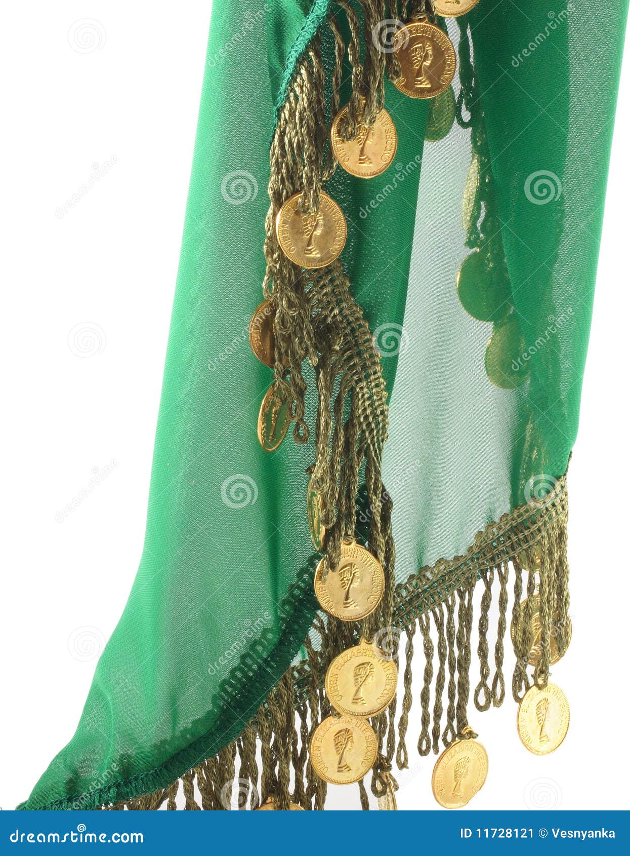 Green Scarf Decorated with Coins Stock Image - Image of belly, dangling ...