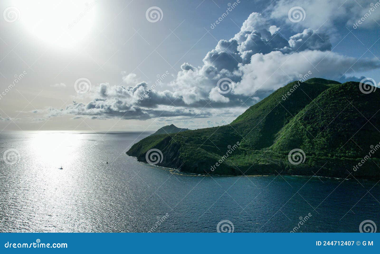 Green Scenery Cloudy Martinique Stock Image - Image of terrain, lake ...