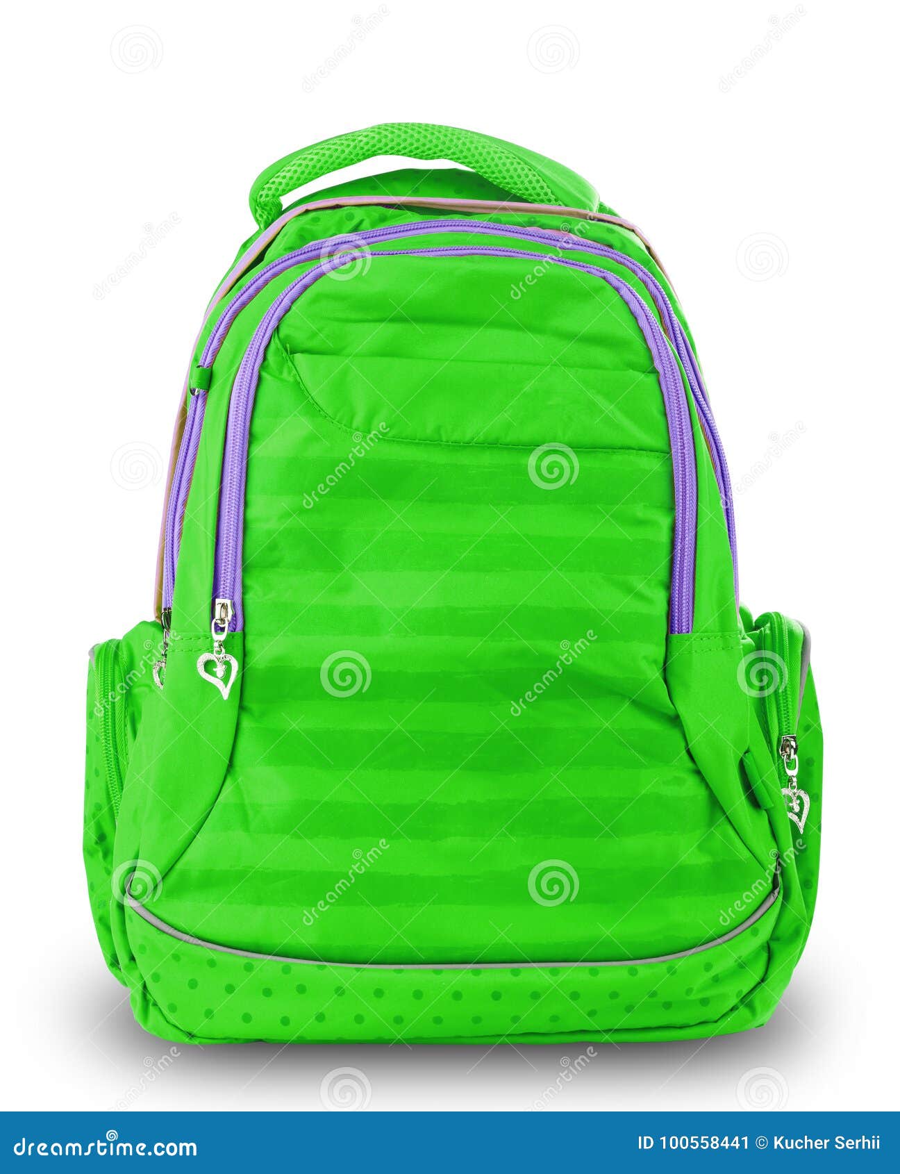 Green School Backpack Isolated Stock Image - Image of green, personal ...