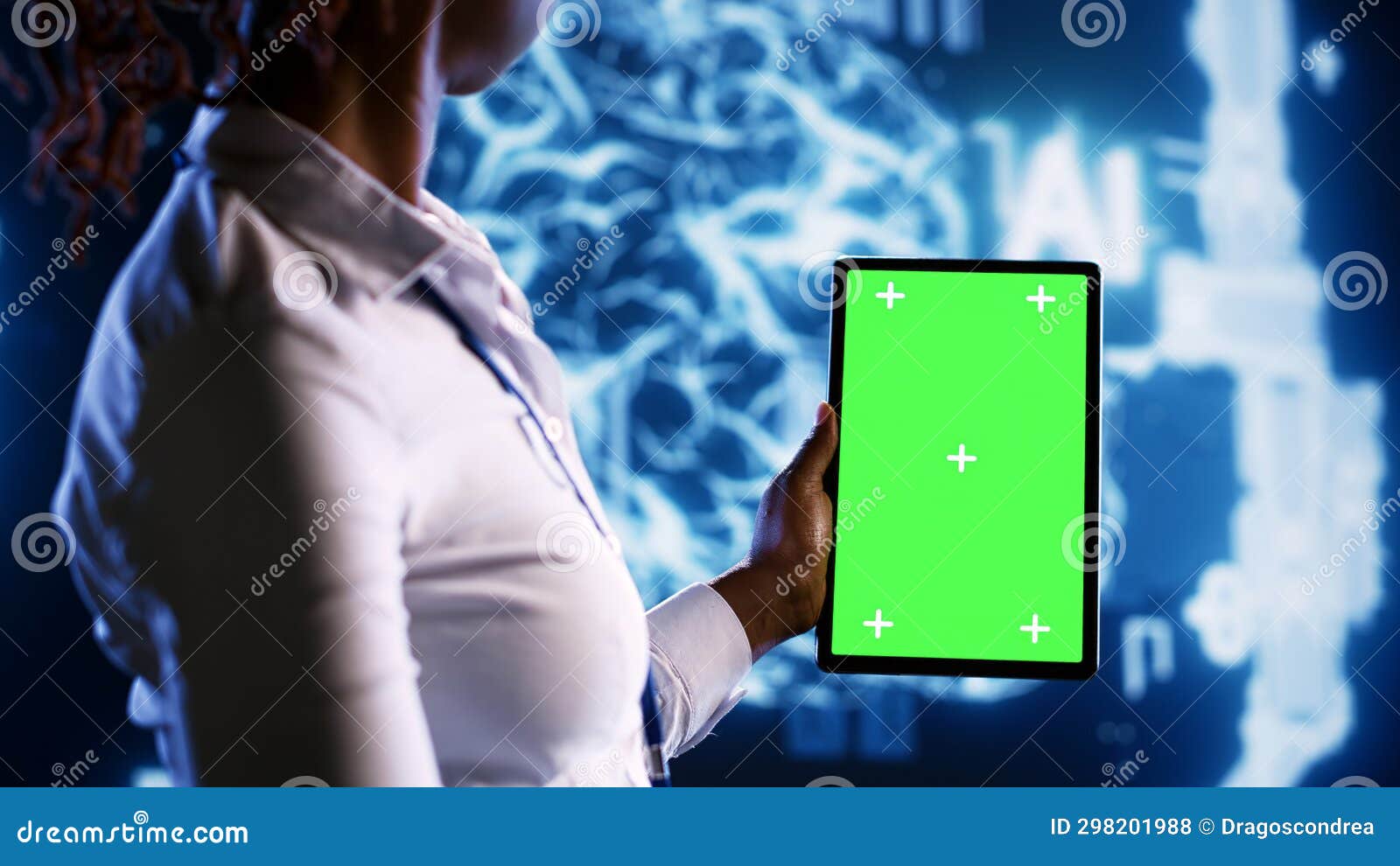 Green Screen AI Human Brain Simulation Stock Photo - Image of mockup ...