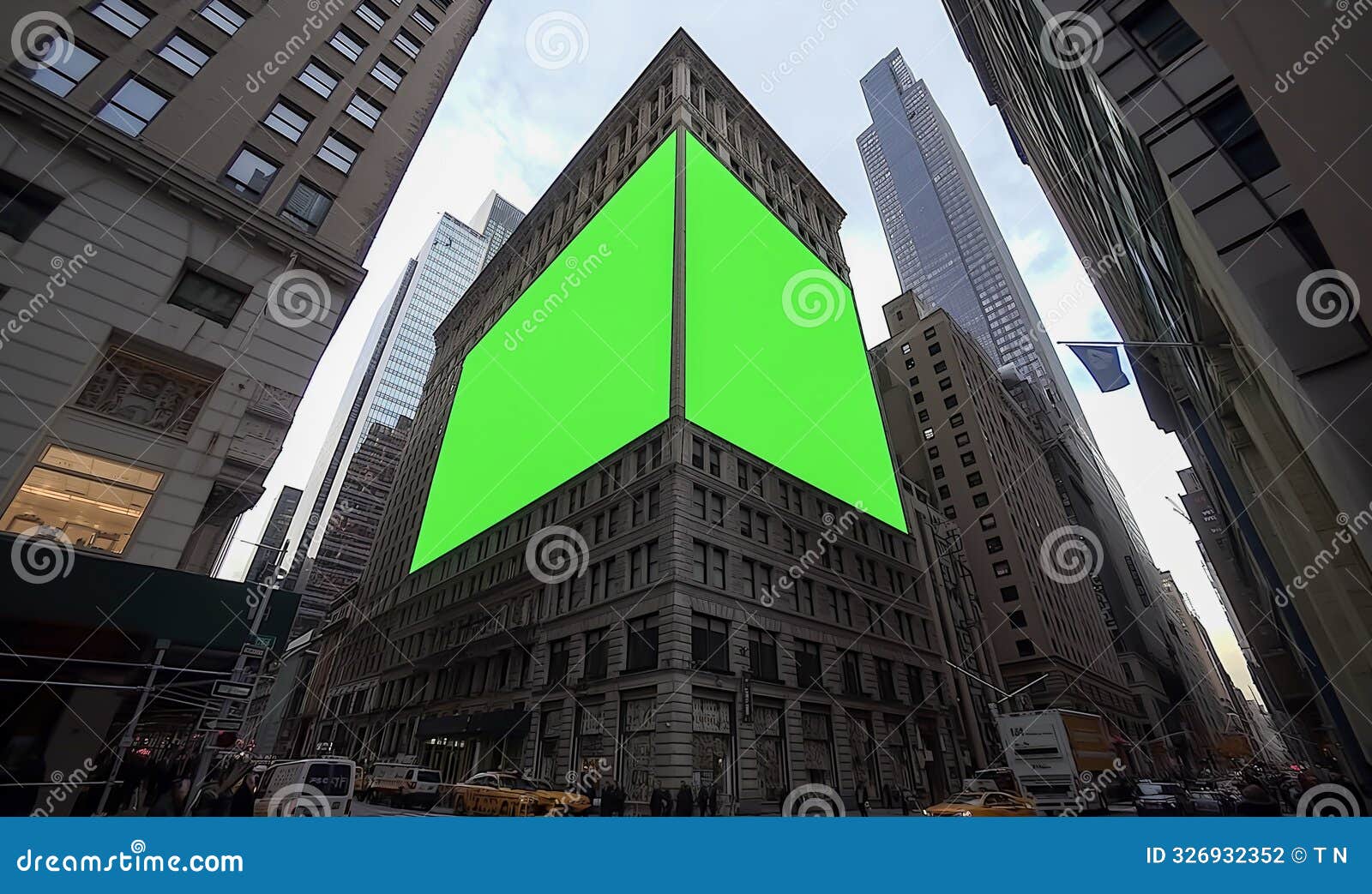Green Screen Billboard on City Building Stock Illustration ...