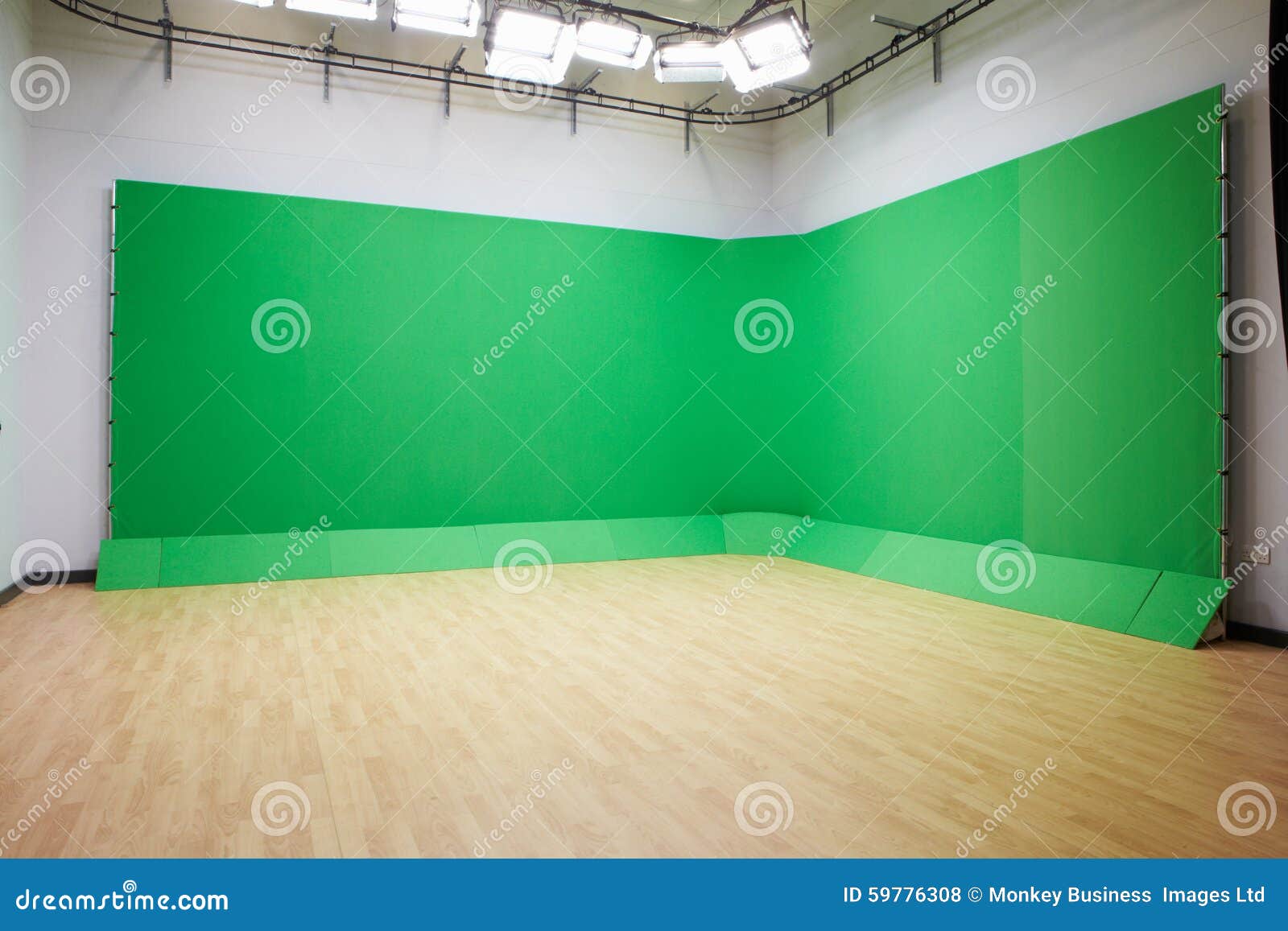 Green Screen in Empty TV Studio Stock Photo - Image of horizontal, film ...