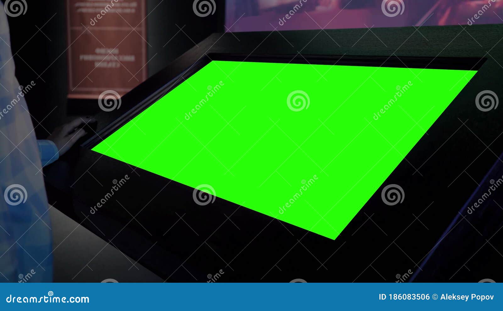 Green Screen Concept - Woman Looking at Blank Interactive Green Display ...