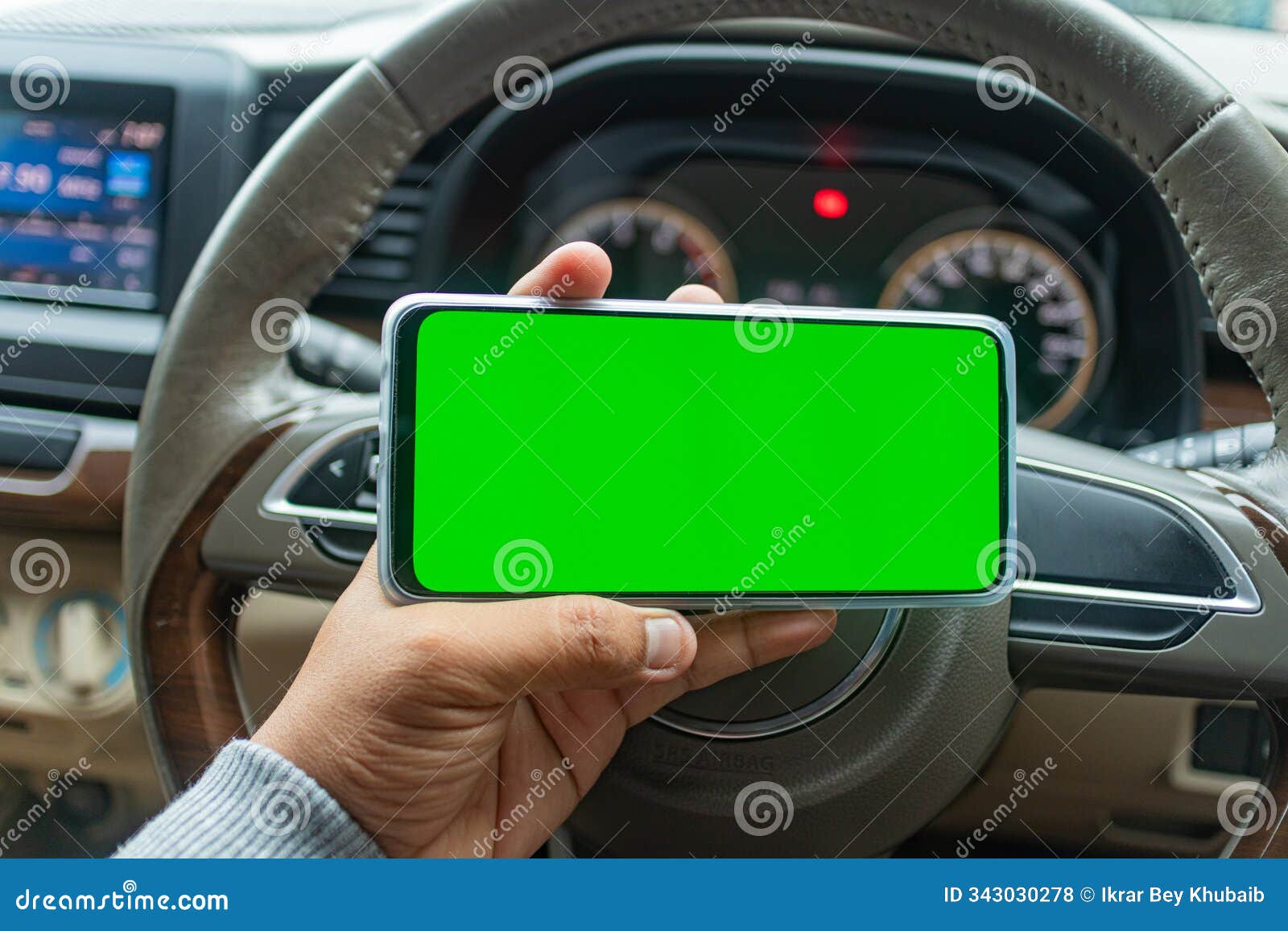 Green Screen Smartphone Display on Dashboard in Car Editorial Stock ...