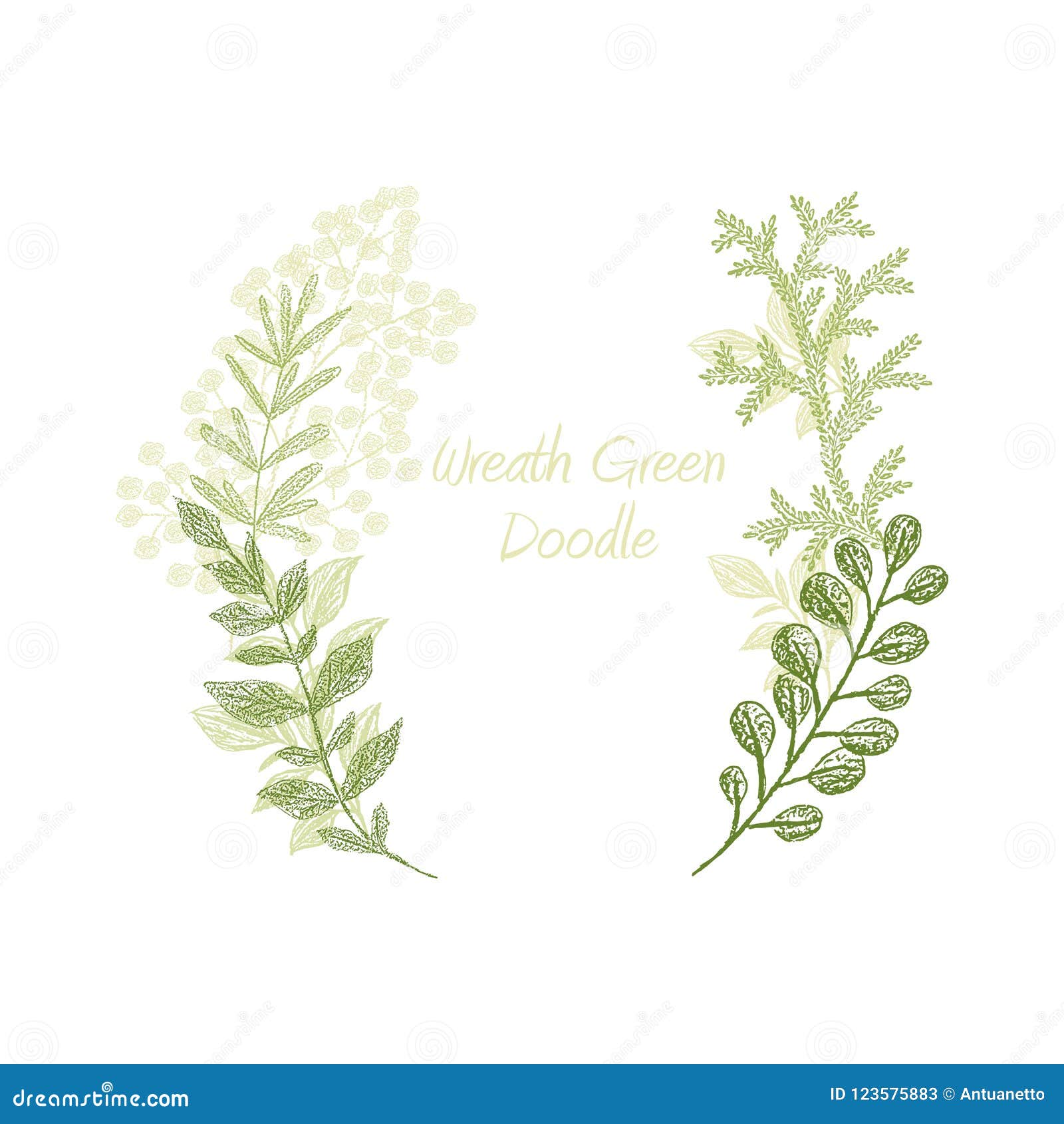 Green Scribble Branch Frame , Card Template Stock Illustration ...