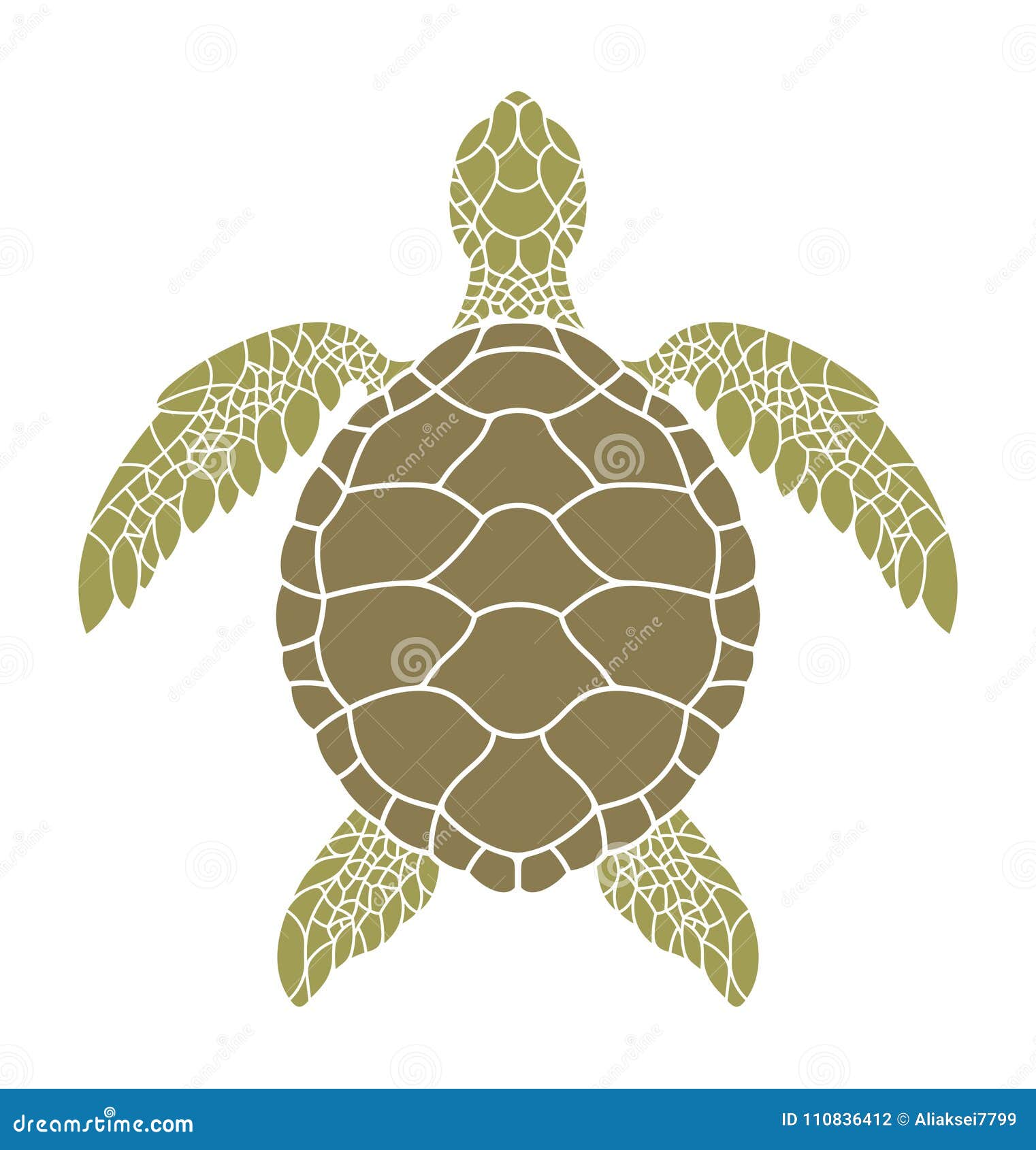 Green sea turtle stock vector. Illustration of barrier - 110836412