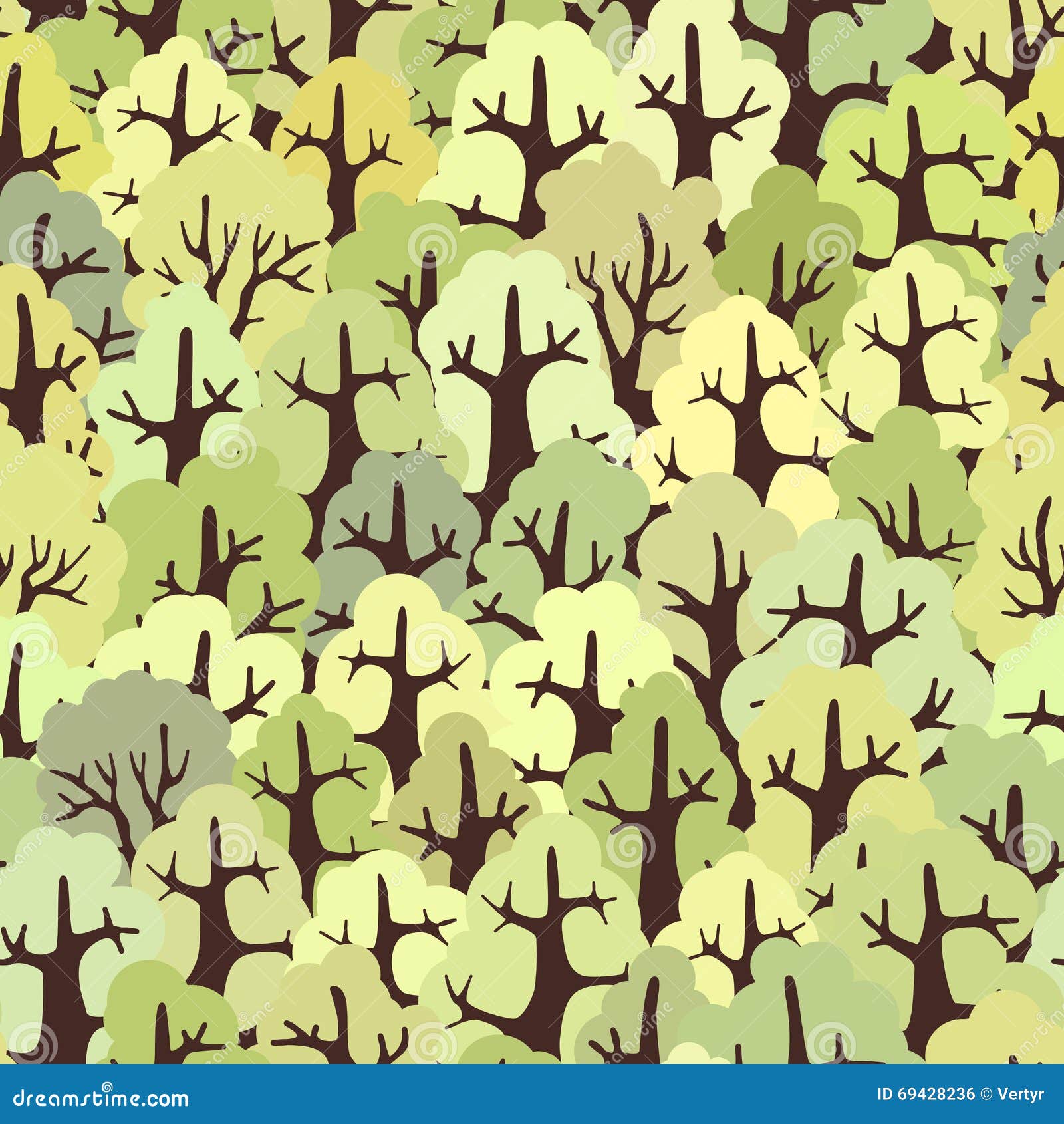 Green Seamless Background Forest of Deciduous Trees. Stock Vector ...