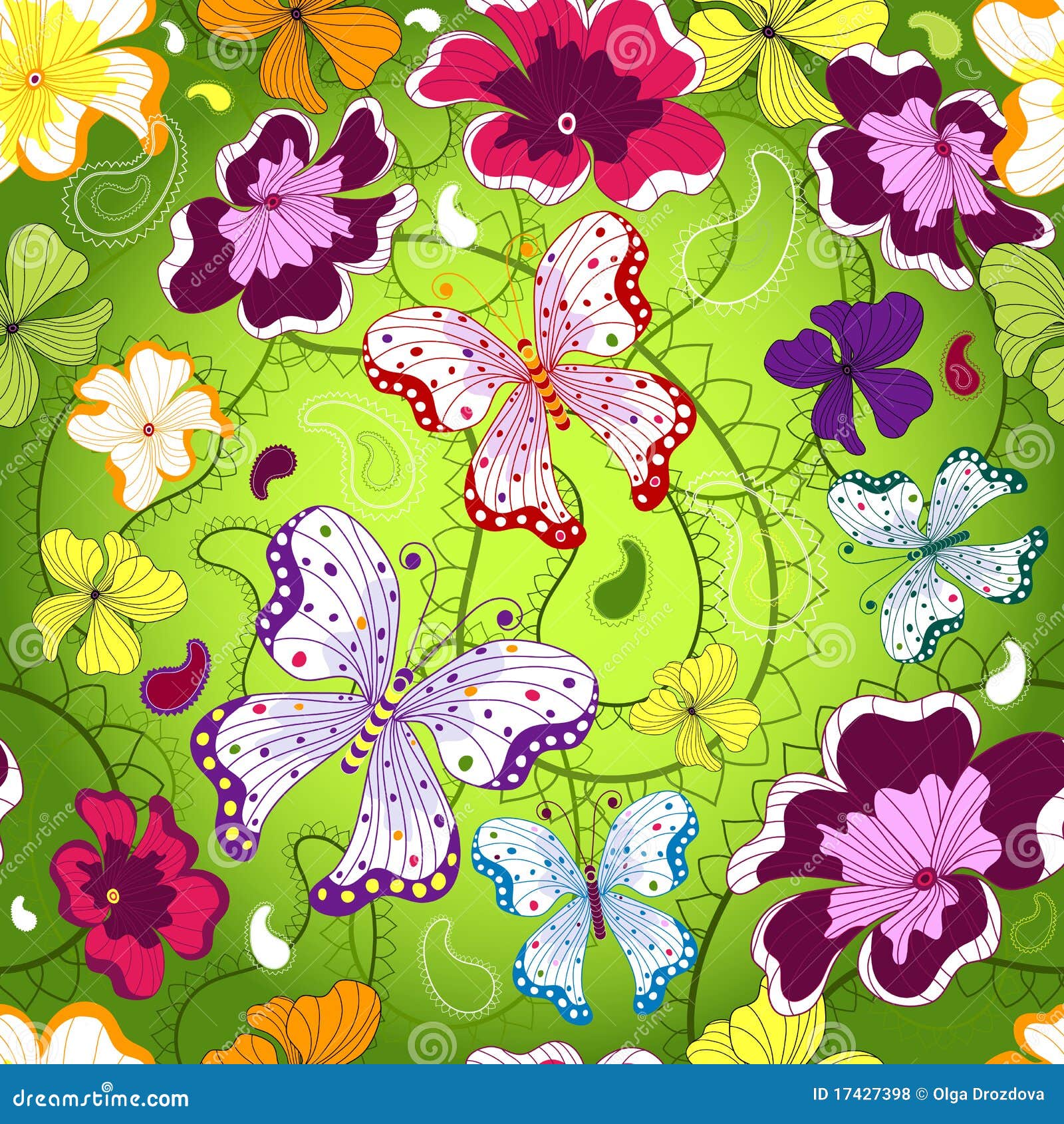 Green Seamless Floral Pattern Stock Vector - Illustration of gradient ...