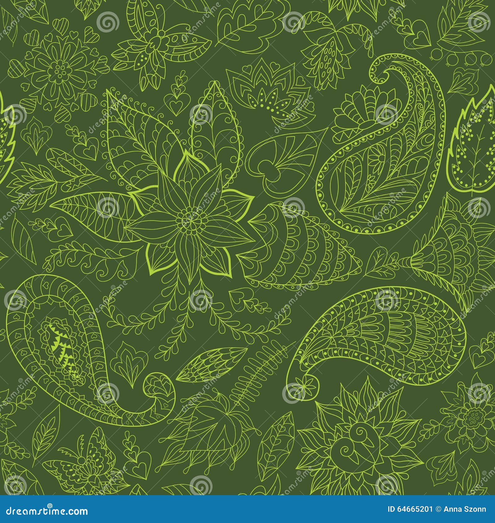 Green Seamless Floral Pattern Stock Vector - Illustration of abstract ...