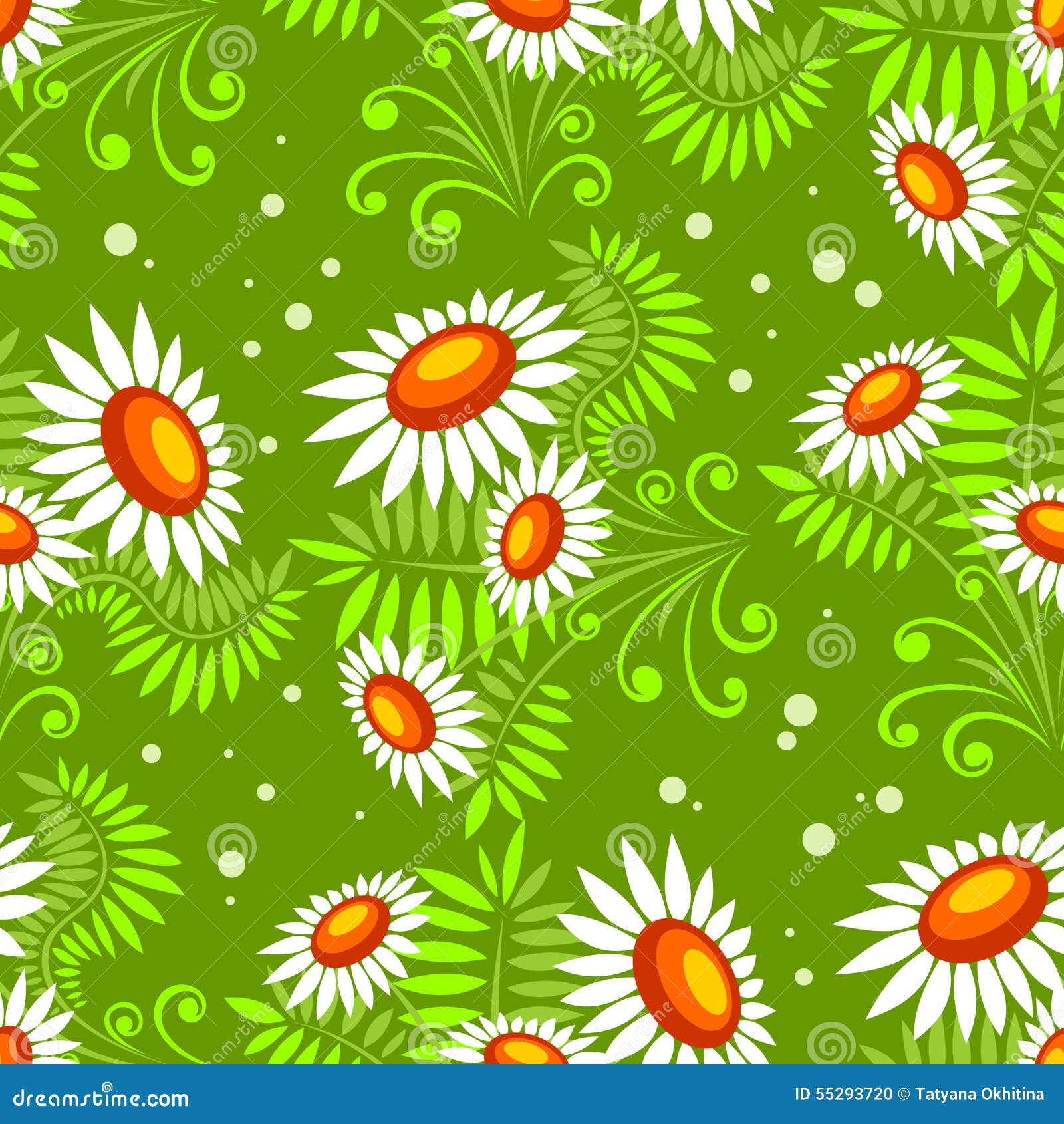 Green Seamless Floral Pattern Stock Vector - Illustration of pattern ...