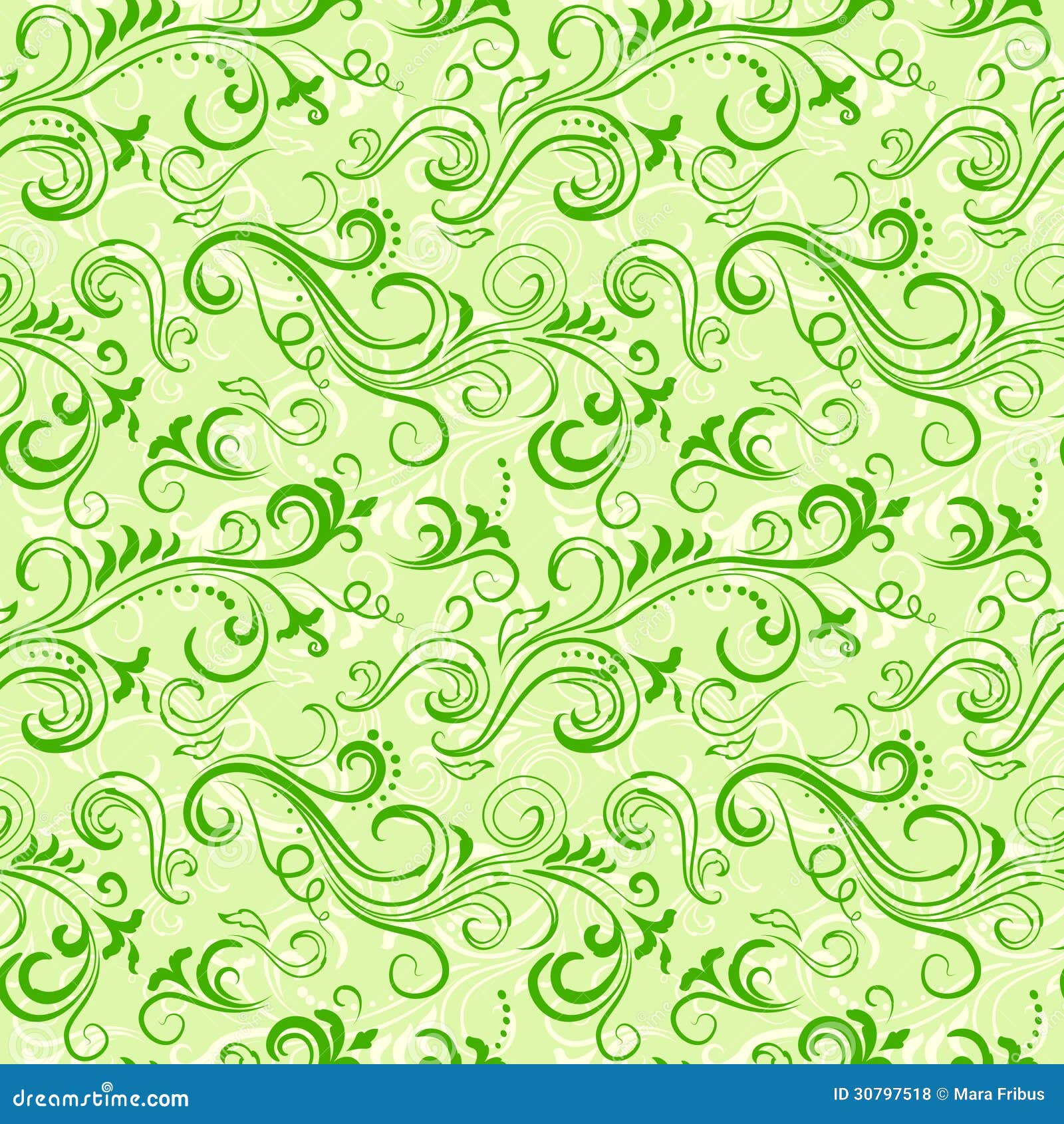 Green Seamless Floral Pattern Stock Vector - Illustration of plant ...