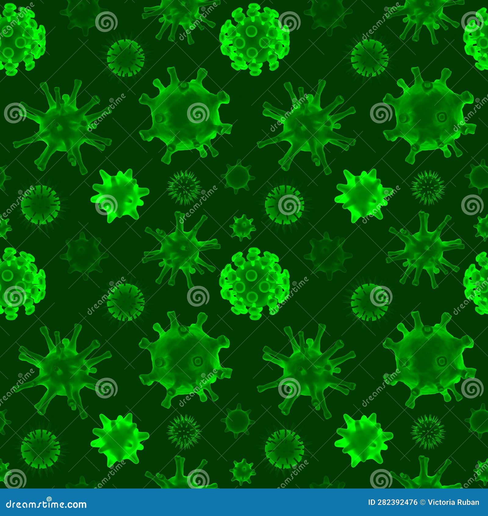Green Seamless Patern of Different Kinds of Pathogen Viruses Stock ...