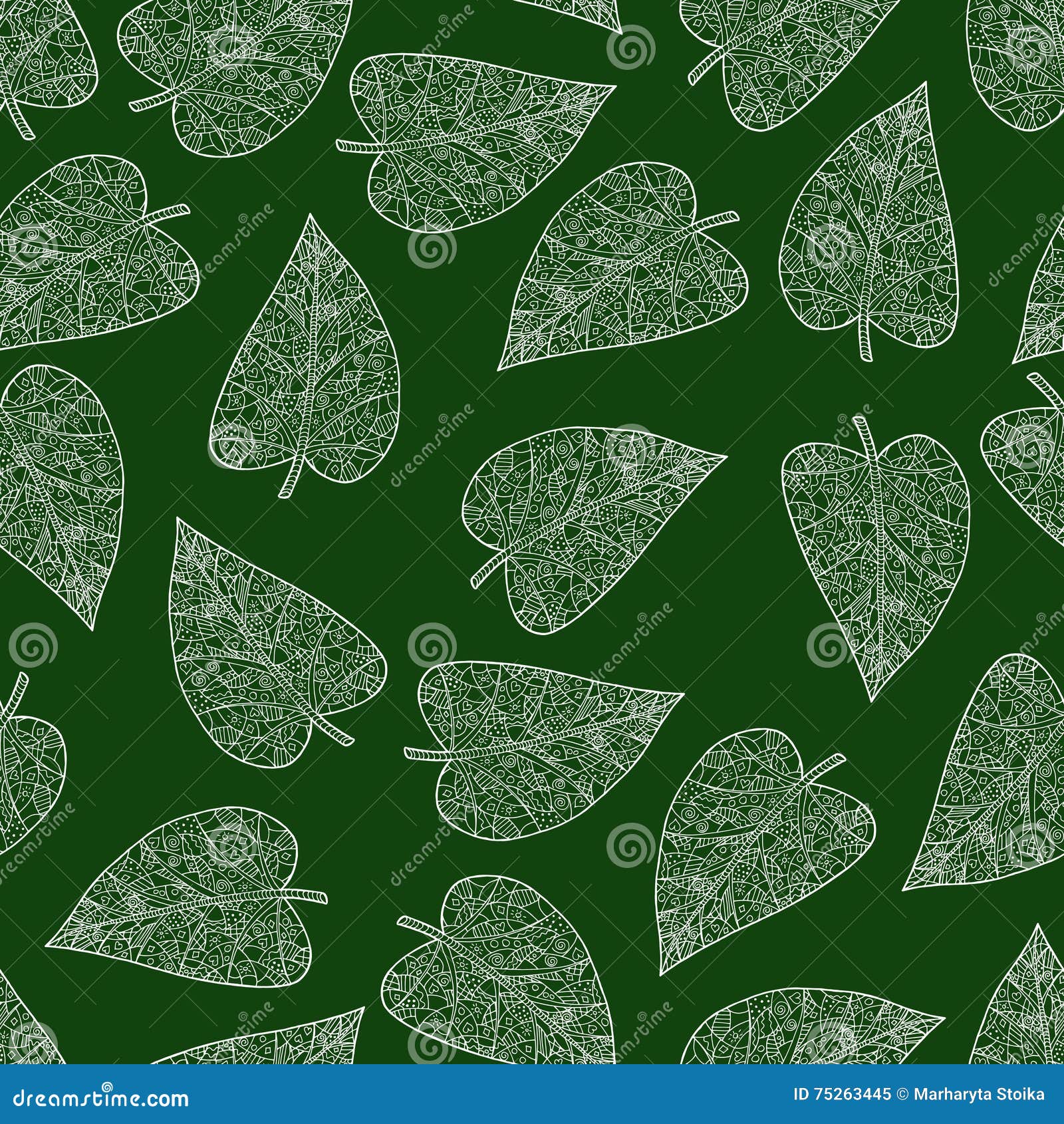 Green Seamless Pattern Background Zen Tangle and Zen Doodle. Zentangle ...