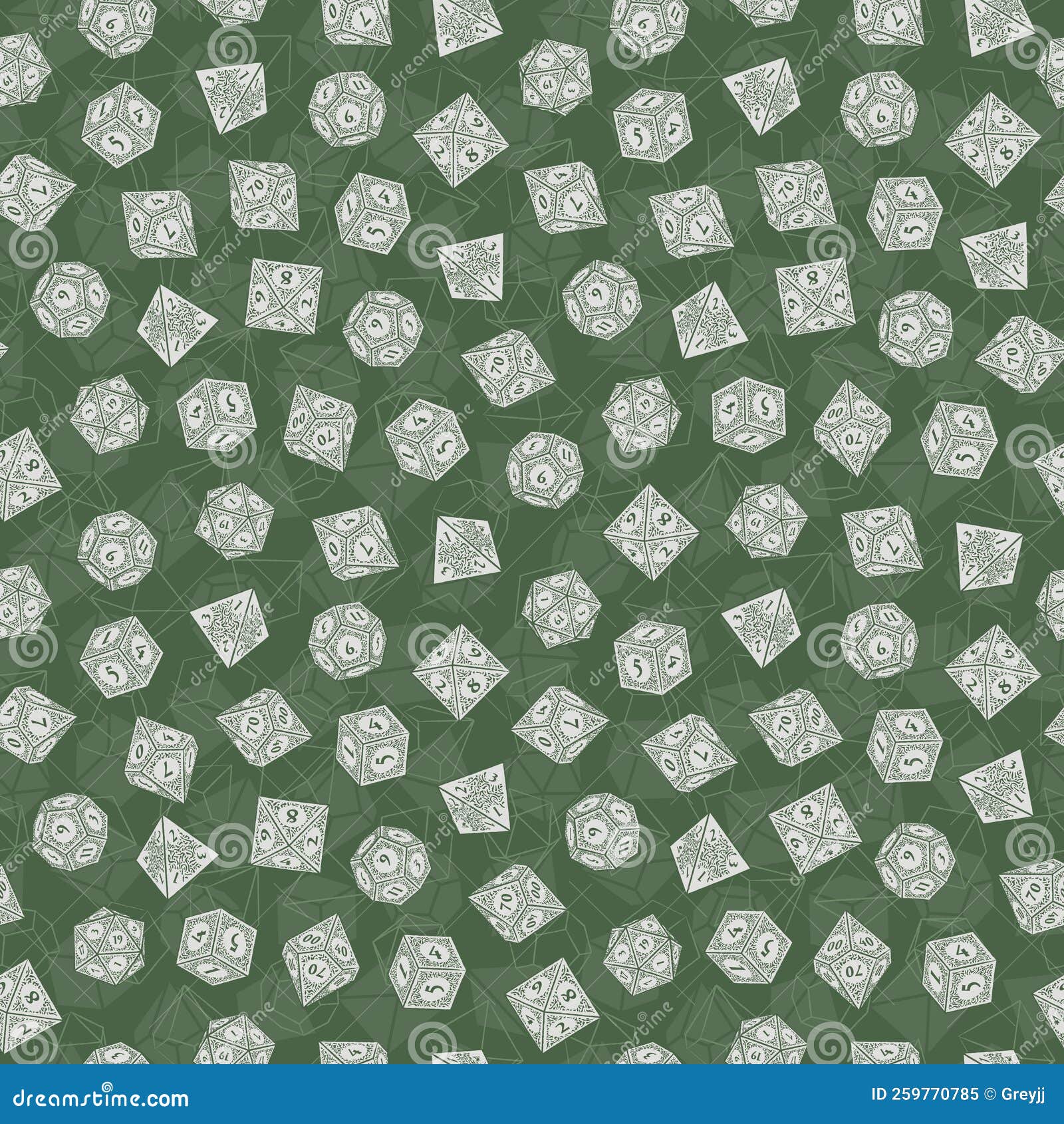 Green Pattern of D4, D6, D8, D10, D12, and D20 Dice for Board Games ...