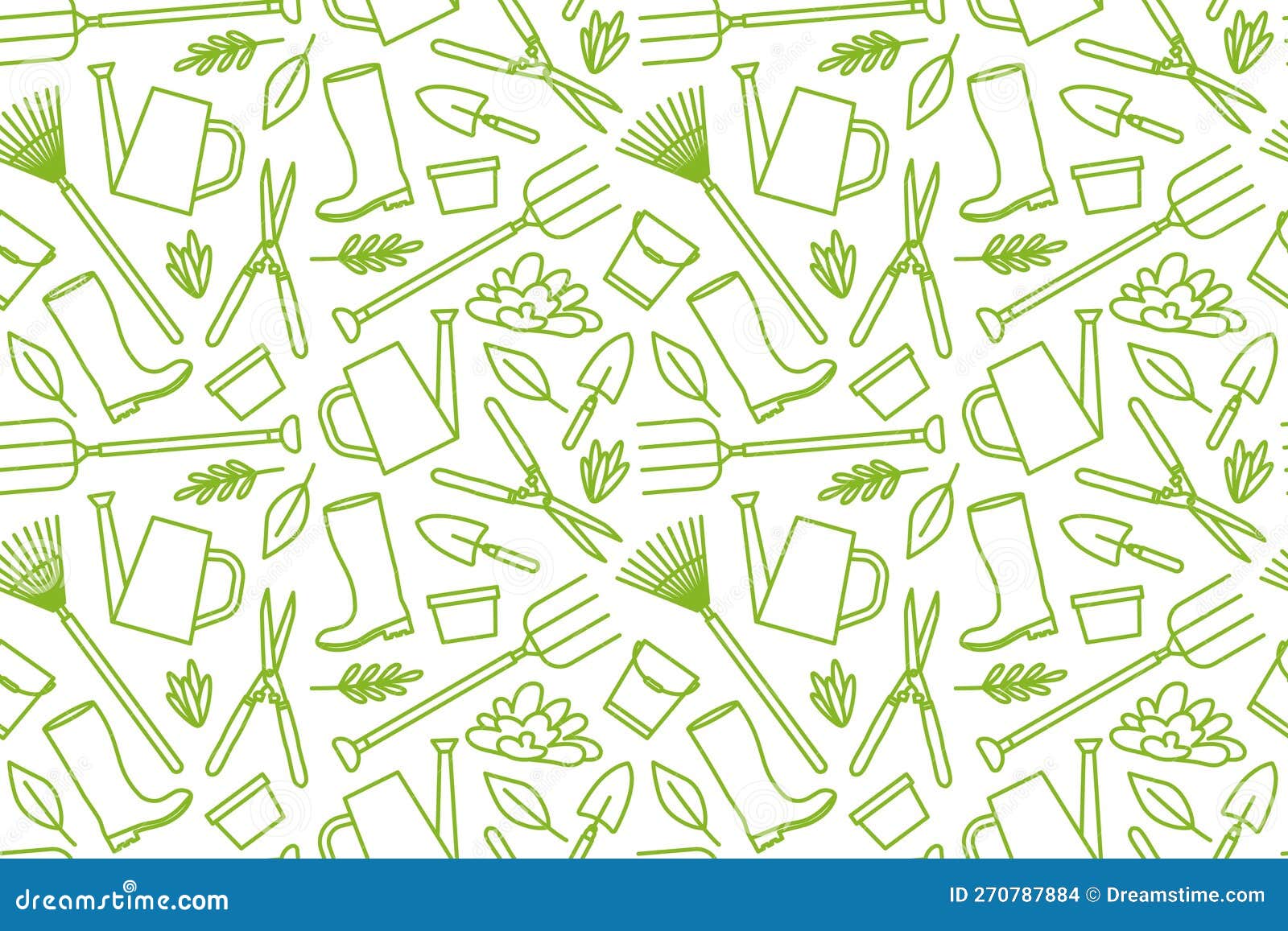 Green Seamless Pattern with Gardening Tools Stock Vector - Illustration ...