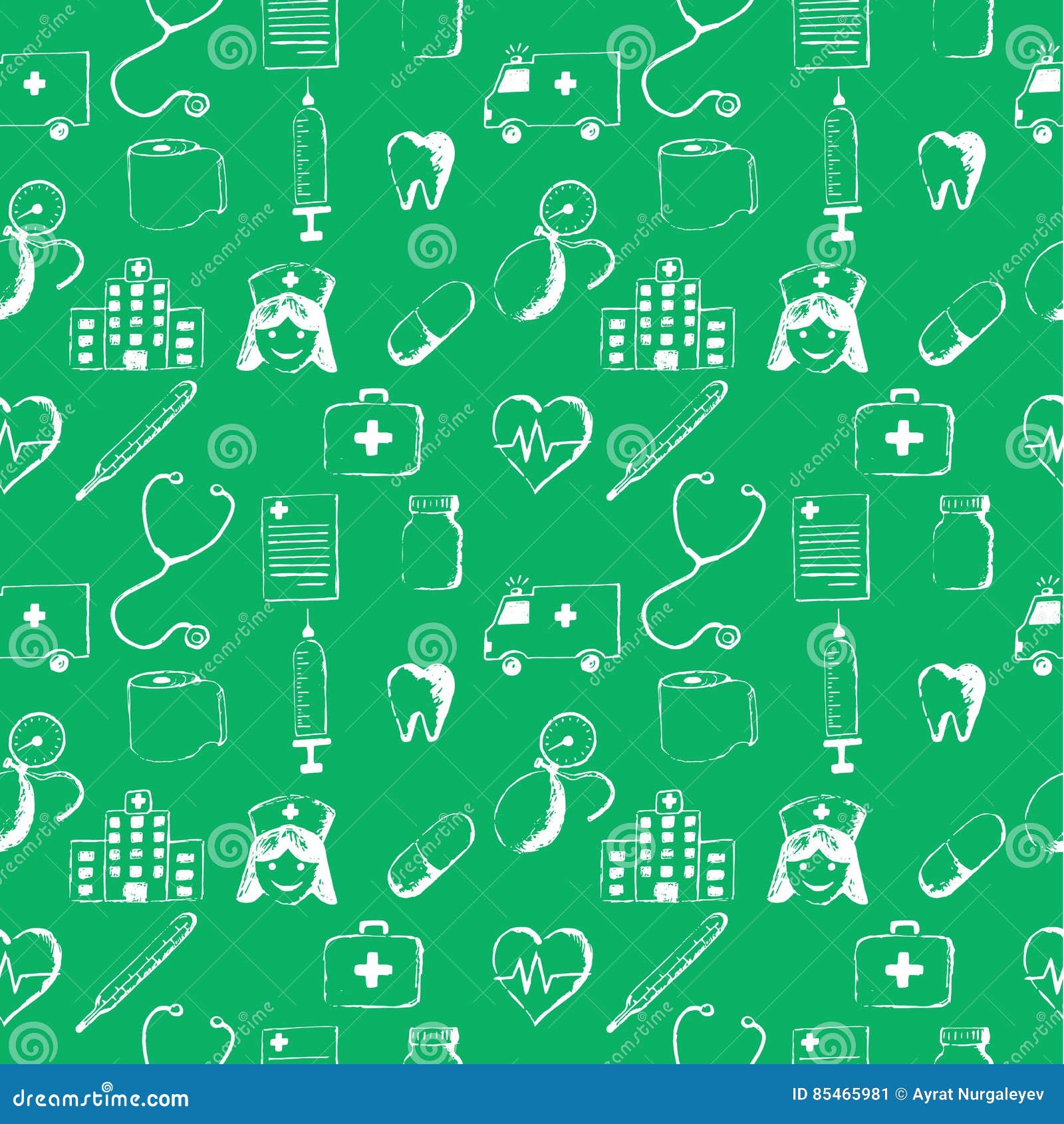 Green Seamless Pattern-medical Items Stock Vector - Illustration of ...