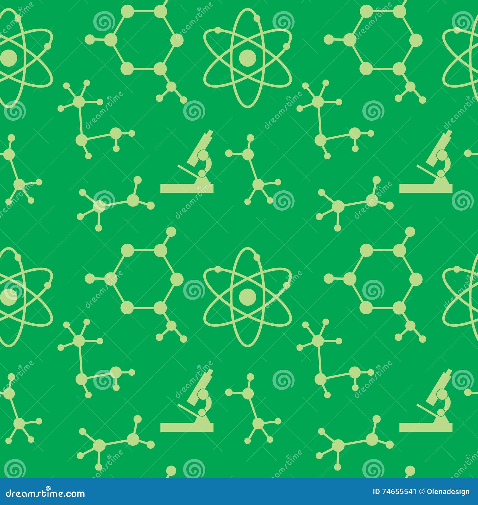 Green Seamless Pattern with Molecules Stock Illustration - Illustration ...
