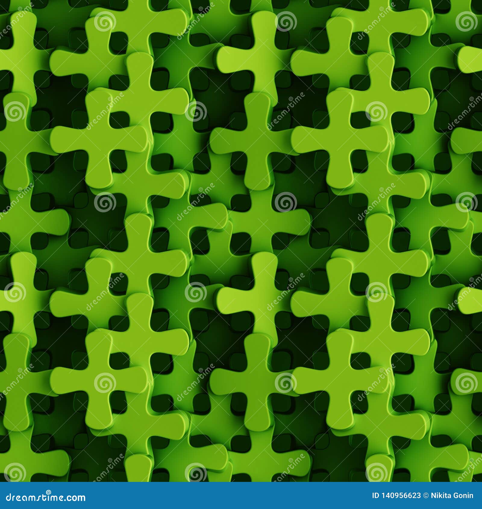 Green Seamless Pattern of Plus Signs 3D Rendering Stock Illustration ...