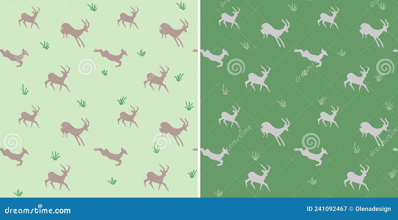 Green Seamless Pattern with Silhouettes of Goats - Vector Decorative ...
