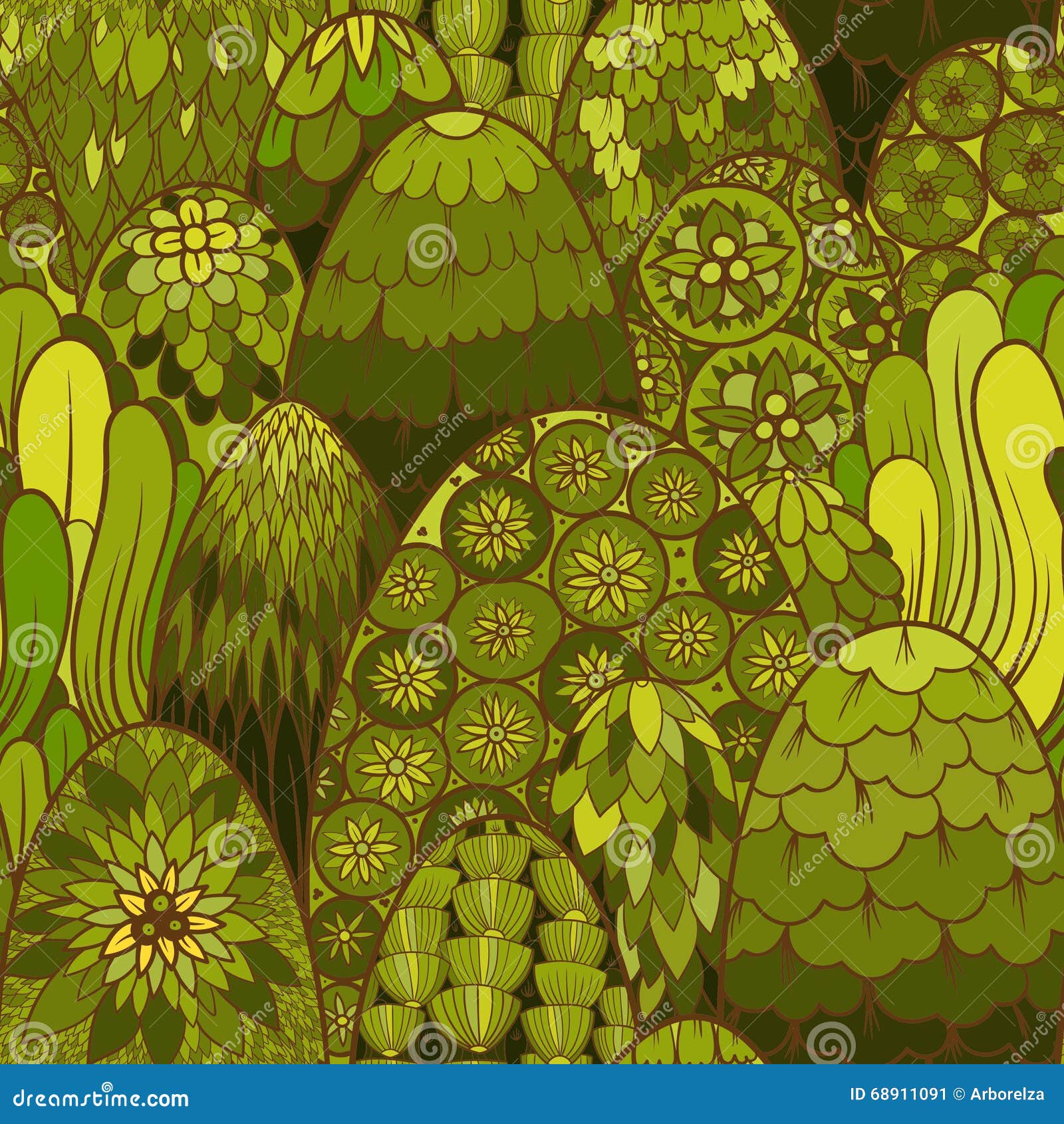 Green Seamless Pattern with Trees and Bushes Stock Vector ...