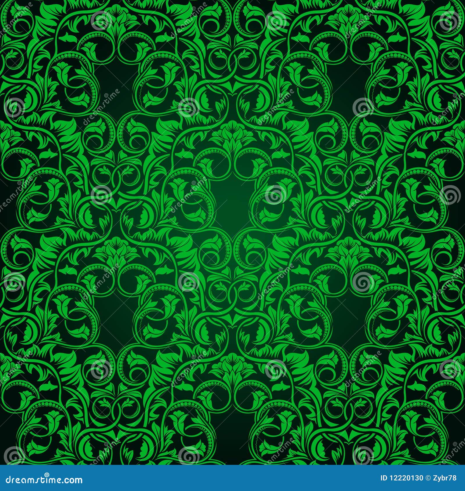 Green seamless wallpaper stock vector. Illustration of fabric - 12220130
