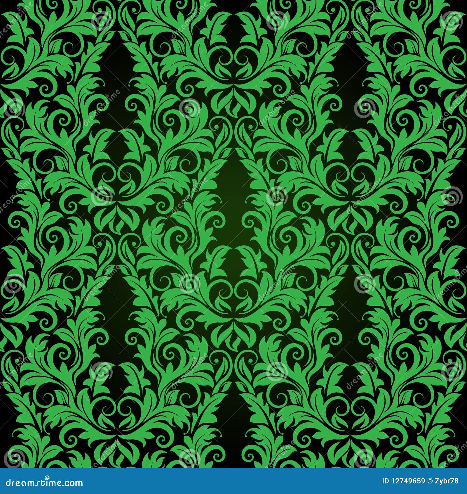Green seamless wallpaper stock vector. Illustration of retro - 12749659