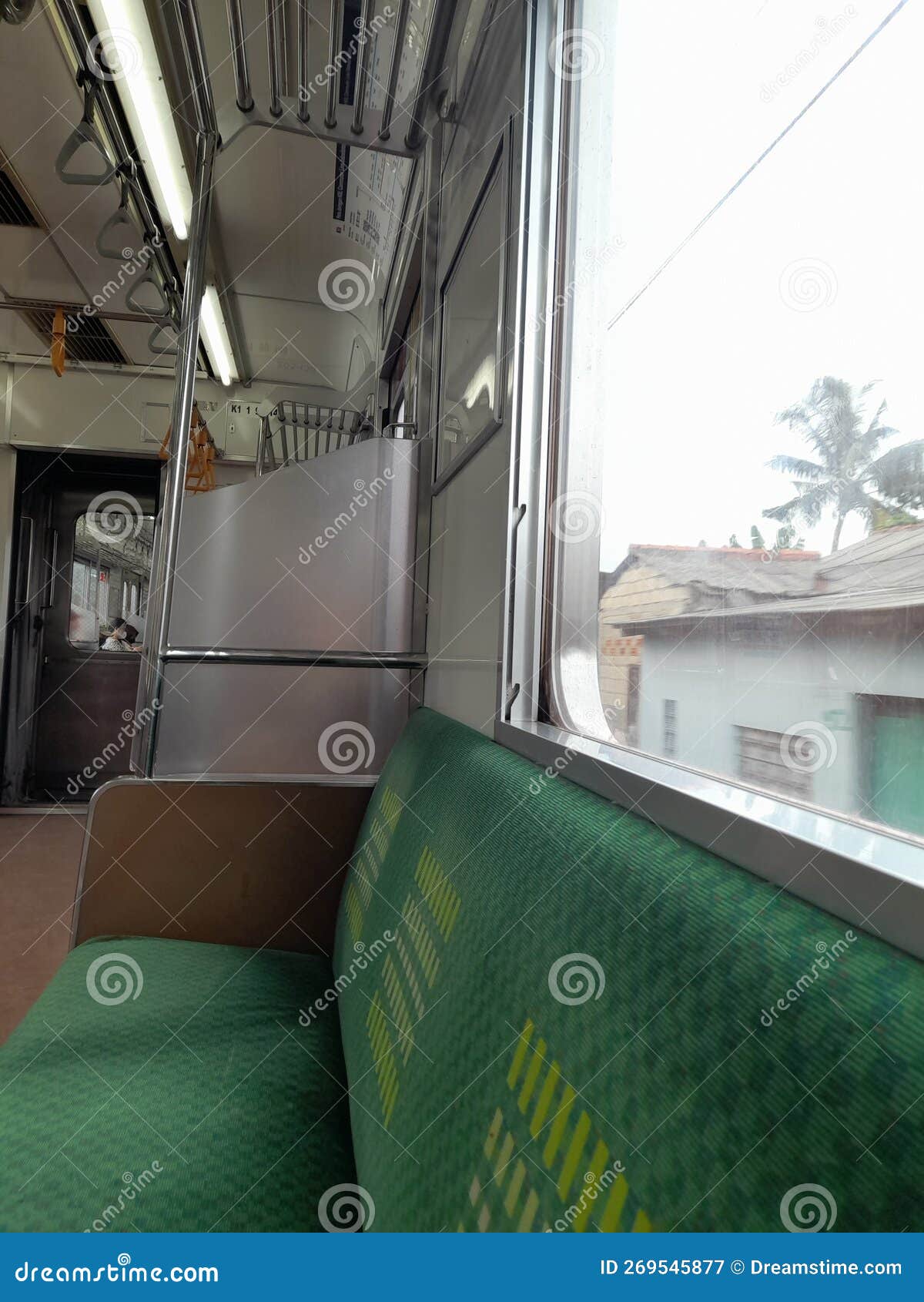 Green Seats Inside a Commuter Line Train Stock Image - Image of line ...