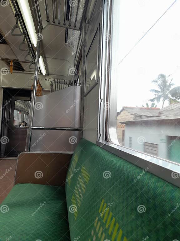 Green Seats Inside a Commuter Line Train Stock Image - Image of line ...