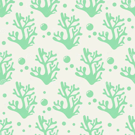 Green Seaweed Seamless Pattern. Abstract Seaweed Shape Pattern Stock ...