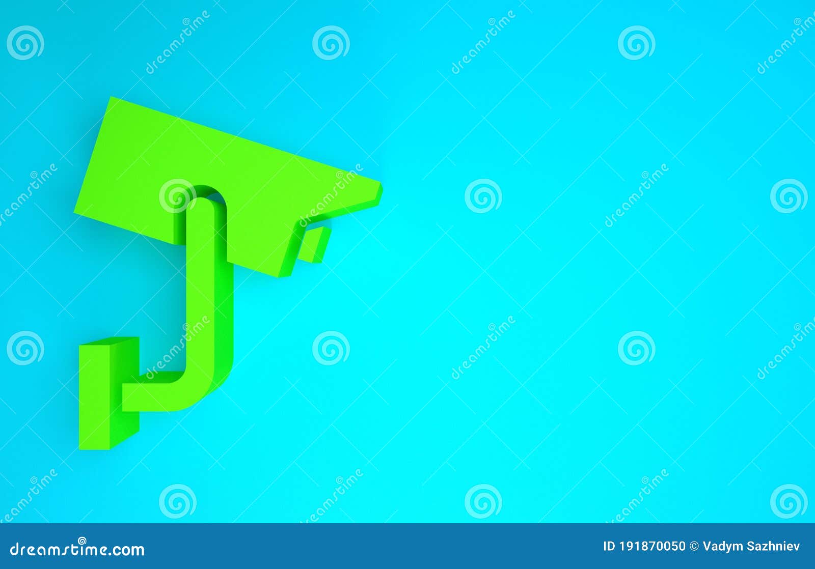 Green Security Camera Icon Isolated on Blue Background. Minimalism ...