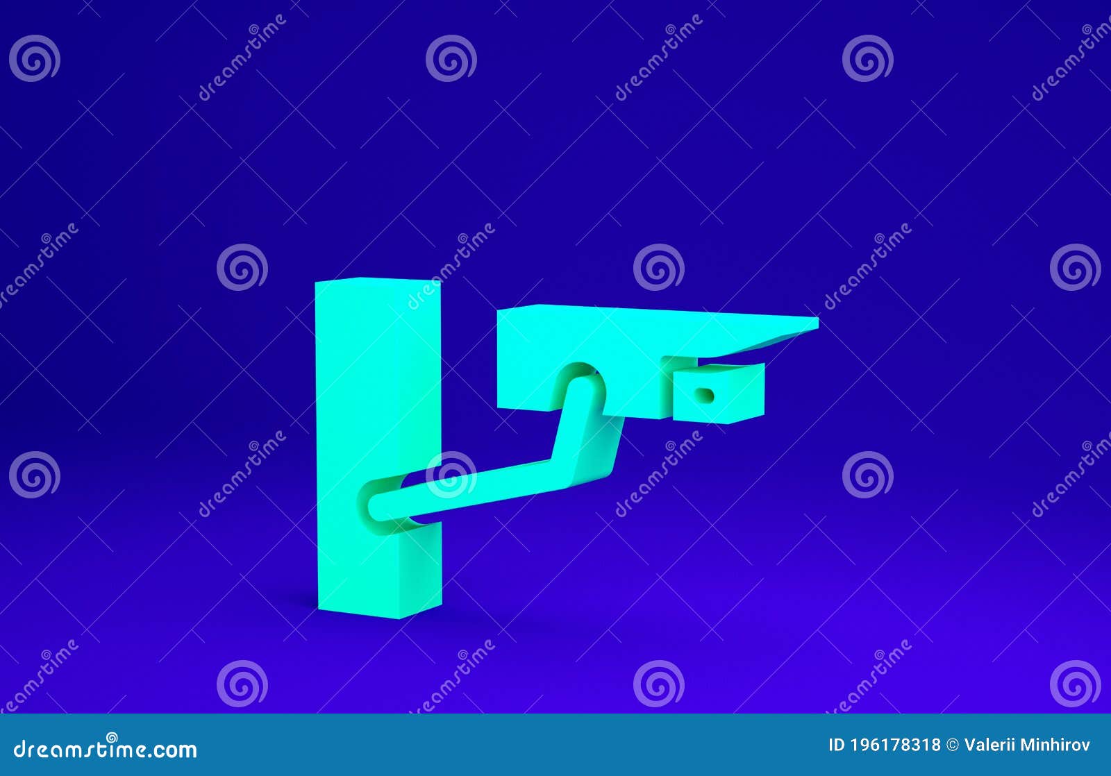 Green Security Camera Icon Isolated on Blue Background. Minimalism ...