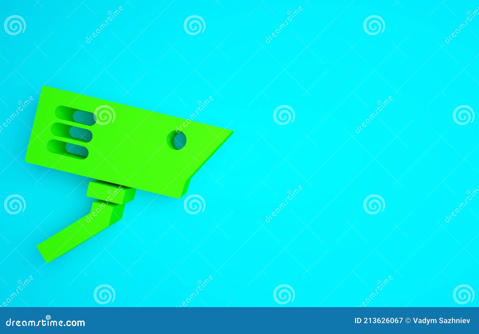Green Security Camera Icon Isolated on Blue Background. Minimalism ...