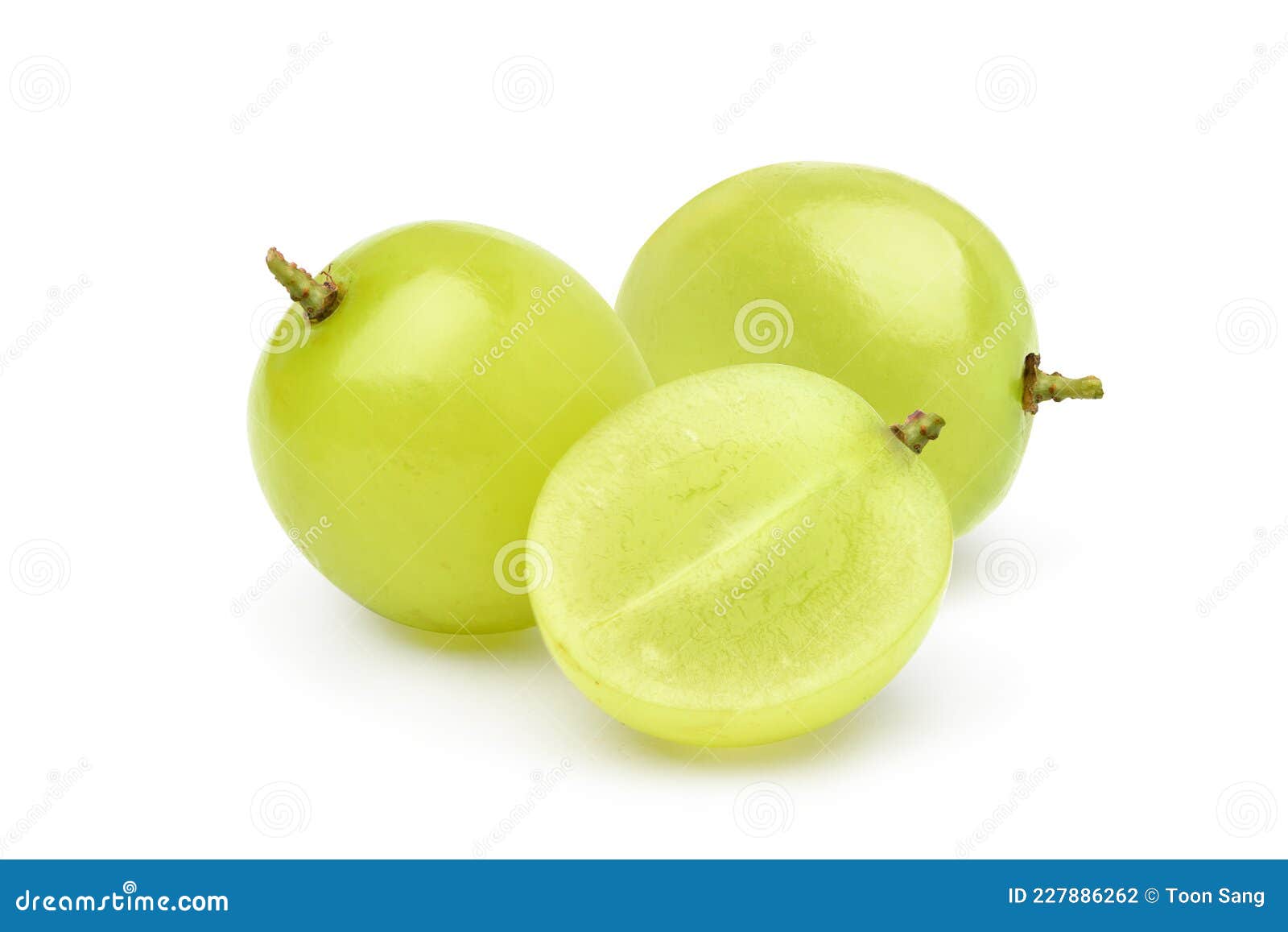 Green Seedless Grape with Cut in Half Stock Photo - Image of closeup ...